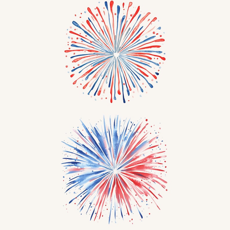 4th of July Firework Clipart PNG, Watercolor Fireworks Clipart ...