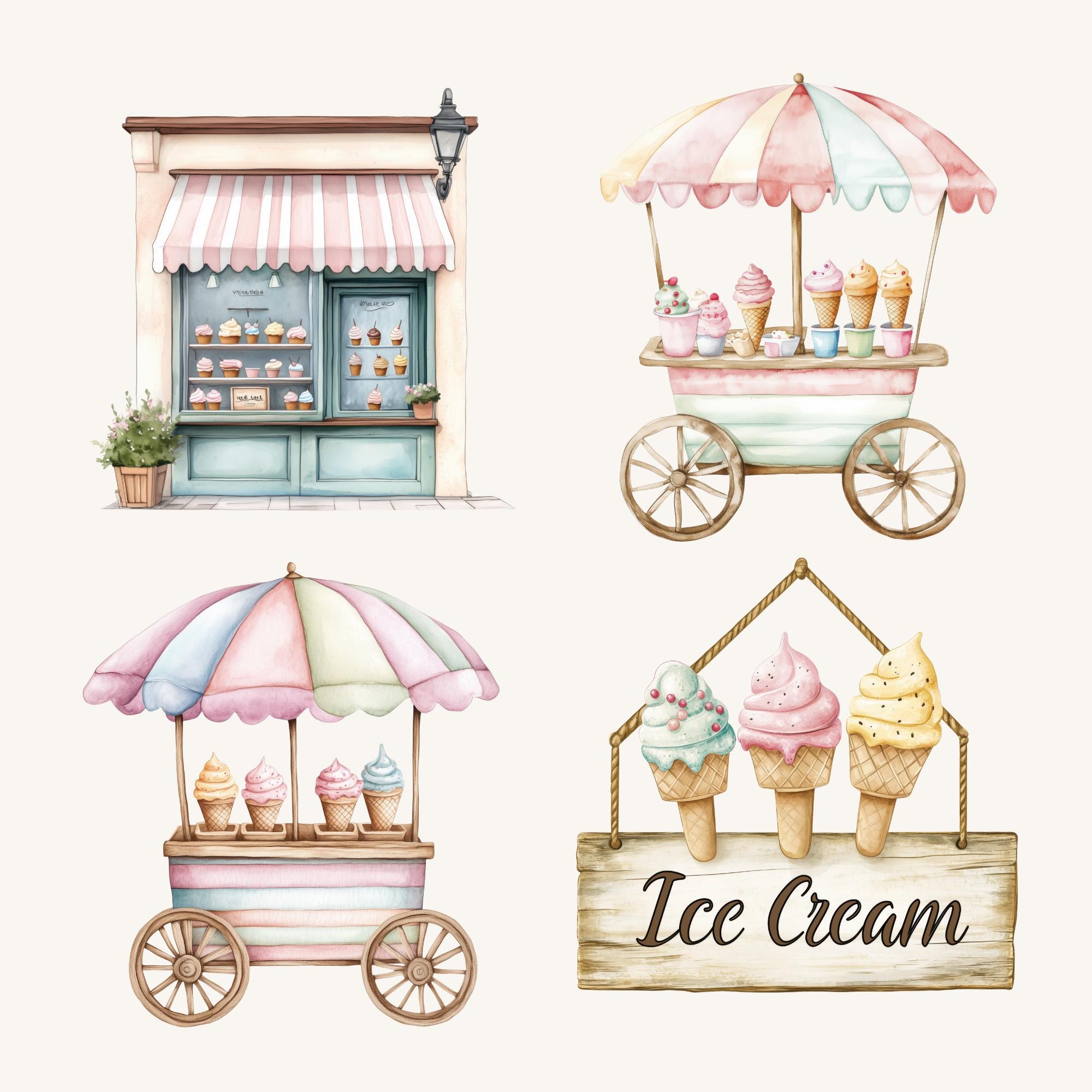 Ice Cream Shop Clipart PNG, Ice Cream Party Clipart, Summer Birthday ...