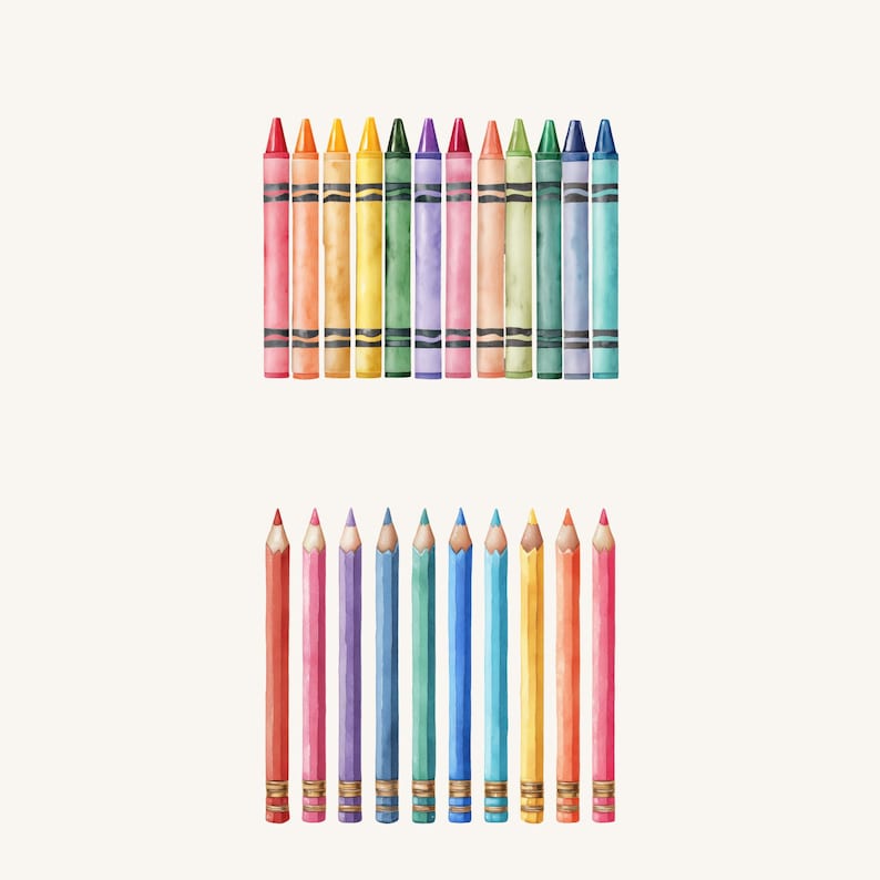 School Supplies Clipart PNG, Watercolor School Clipart, Classic Back to ...
