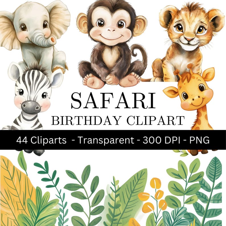 Jungle Safari Monkey Clipart - Digital Art for Boys - Instant Download ...