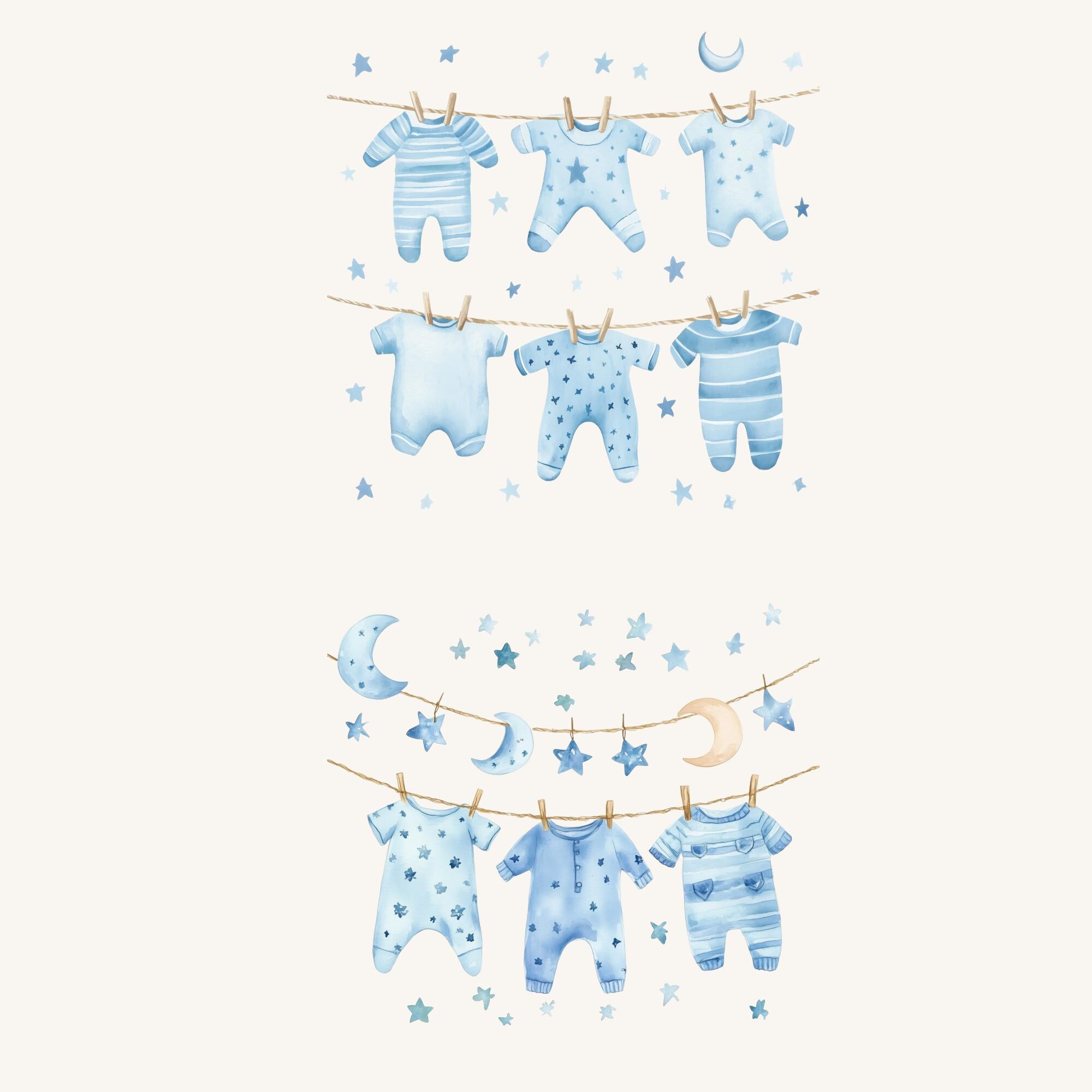 Baby Boy Blue Clothesline Clipart PNG, Blue Baby Shower Clipart, Boy ...
