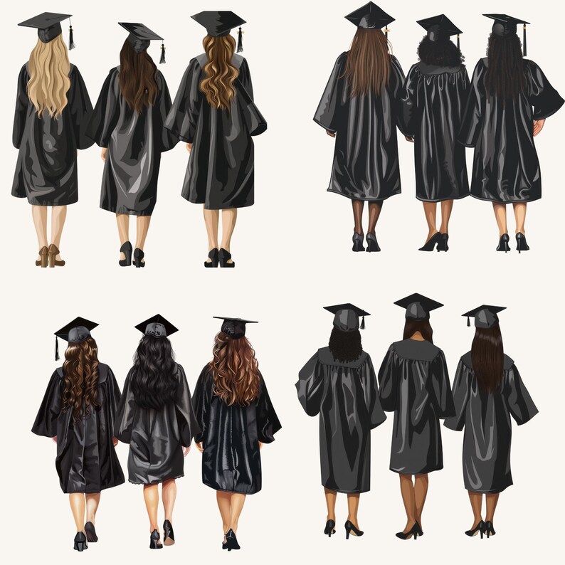 Female Graduate Clipart, Graduation Cap Gown, Diploma Illustrations ...