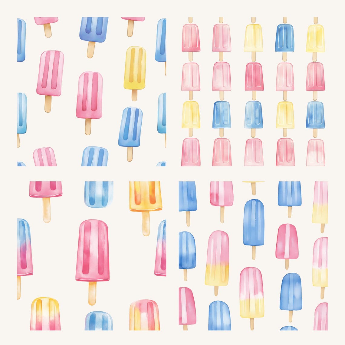 Popsicle Clipart, Watercolor Summer Treats, Cute Ice Cream Graphics ...
