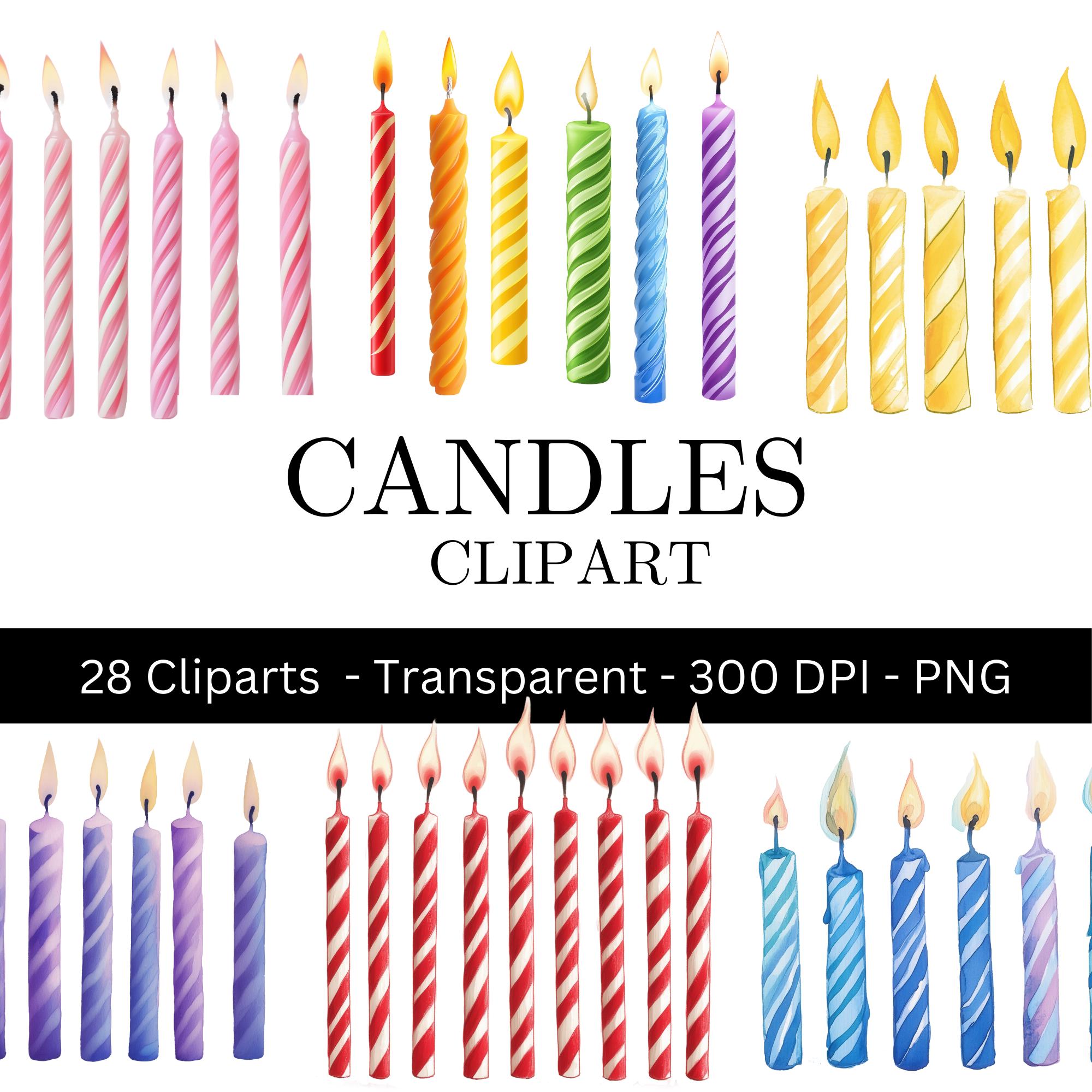 Birthday Candle Clipart PNG, Watercolor Rainbow Candles, Birthday Party ...
