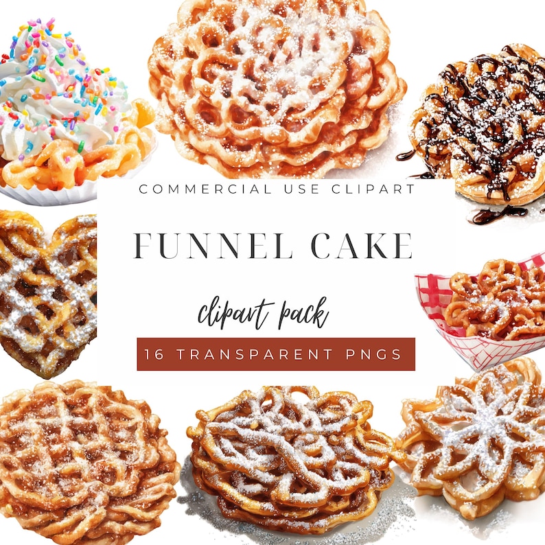 Funnel Cake Clipart PNG, Watercolor Funnel Cake PNG, Carnival Dessert ...