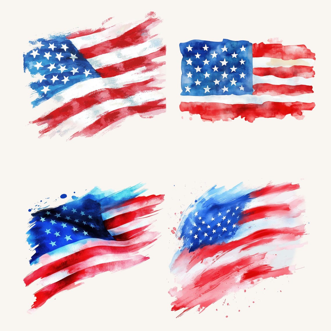 Fourth of July Clipart, Watercolor American Flag PNG, Patriotic Party ...