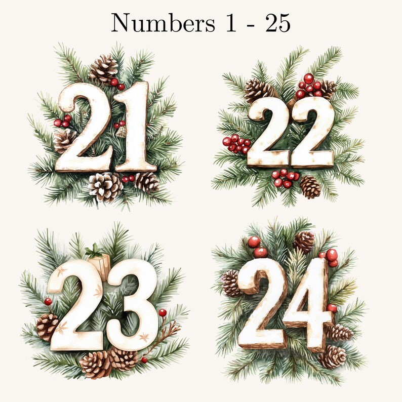 Christmas Advent Countdown Clipart, Fun Holiday Decor, Printable ...