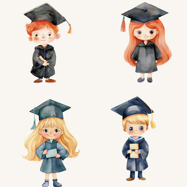 Graduation Clipart for Boys and Girls, Pre K Kids, Digital Download ...