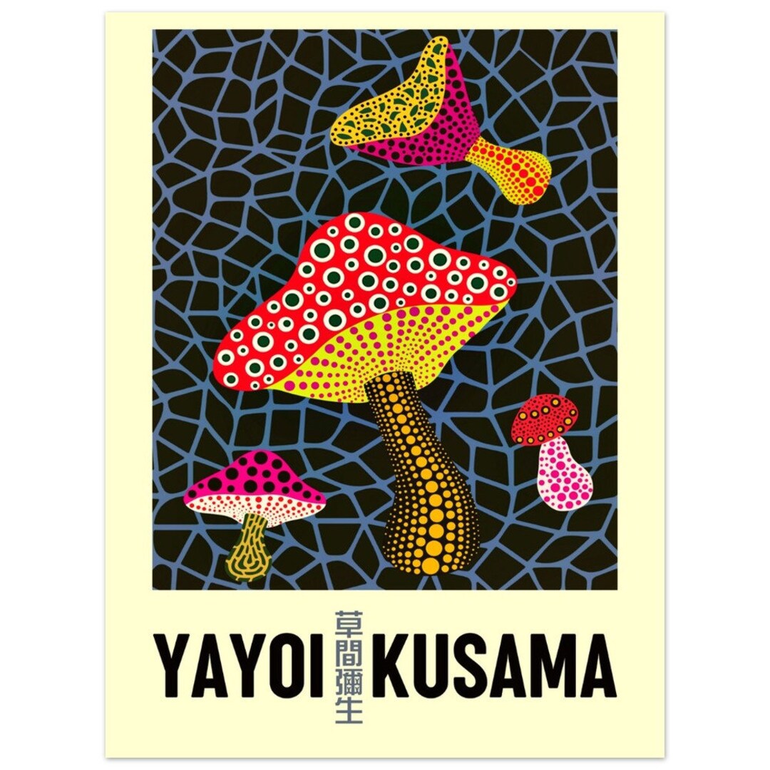 Yayoi Kusama Mushroom Art Print – Contemporary Pop Art Poster Japanese ...