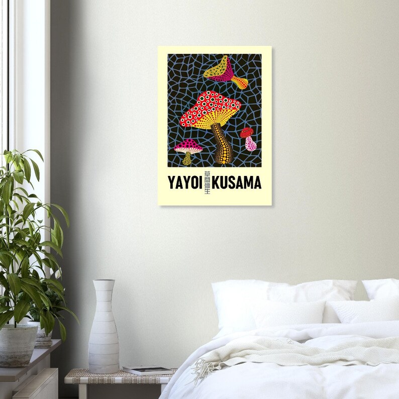 Yayoi Kusama Mushroom Art Print Contemporary Pop Art Poster Japanese ...