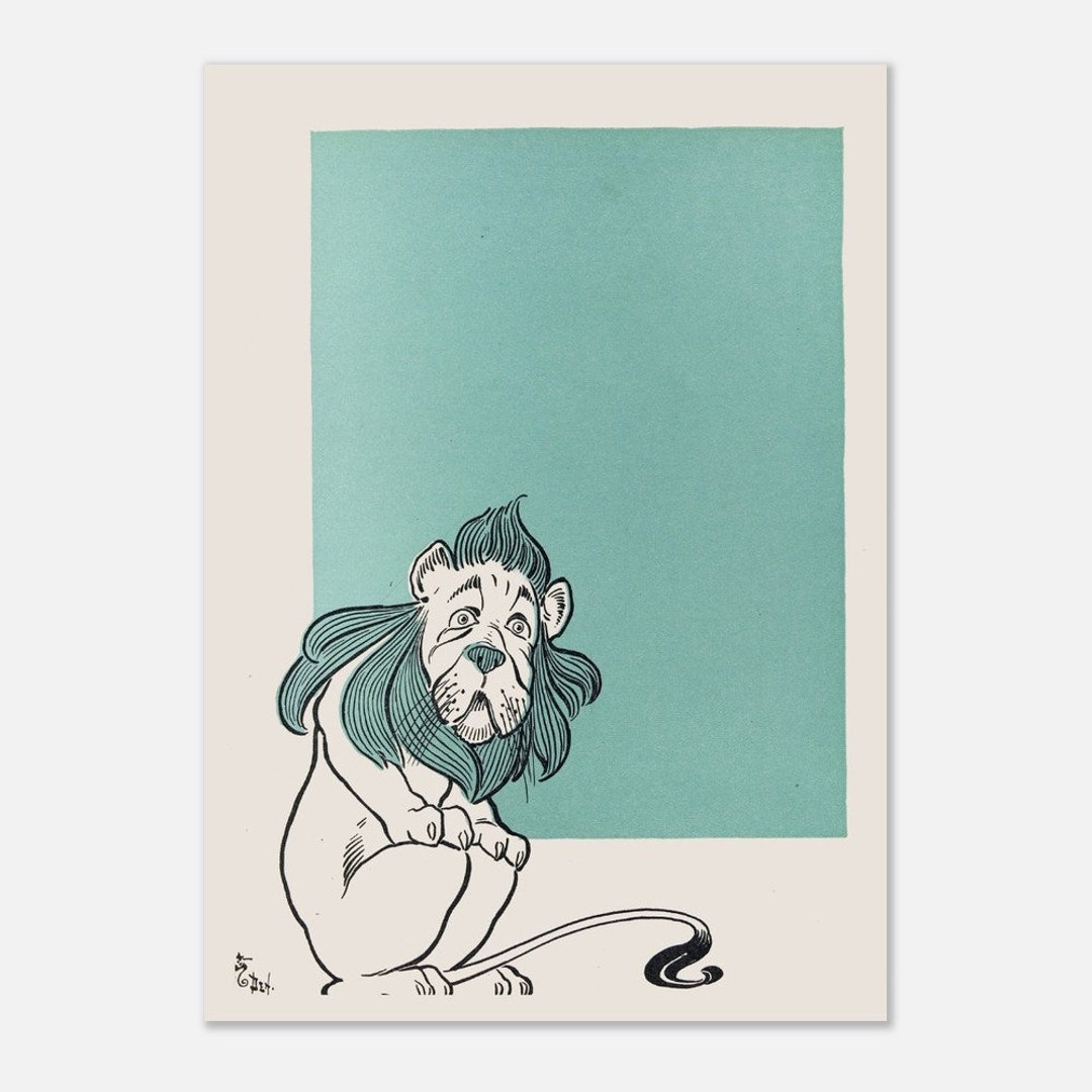 Cowardly Lion Art Print – Vintage Wizard of Oz Artwork - Nursery ...