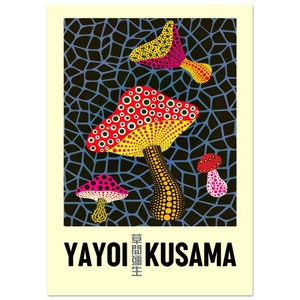 Yayoi Kusama Mushroom Art Print – Contemporary Pop Art Poster Japanese ...