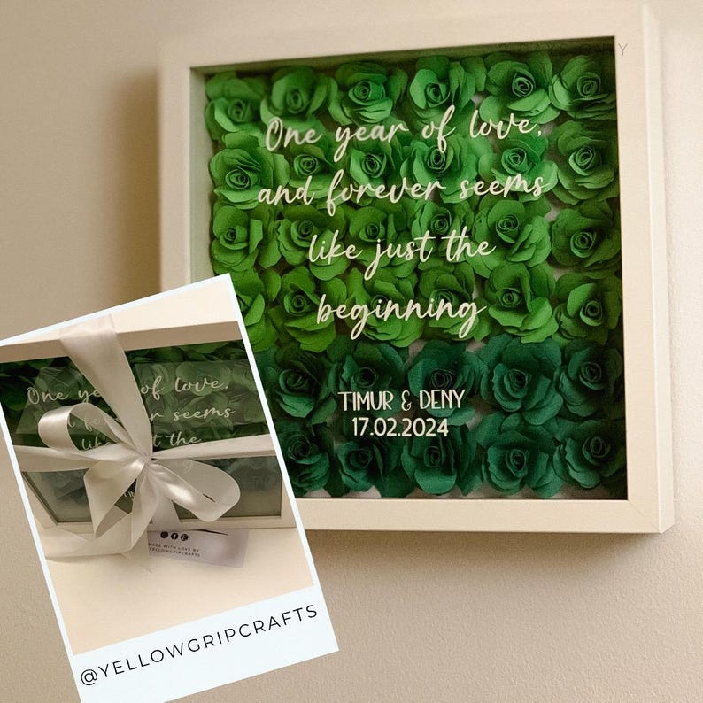 Shadow Box-personalized Paintings With Paper Flowers-shadow Boxes-gift ...