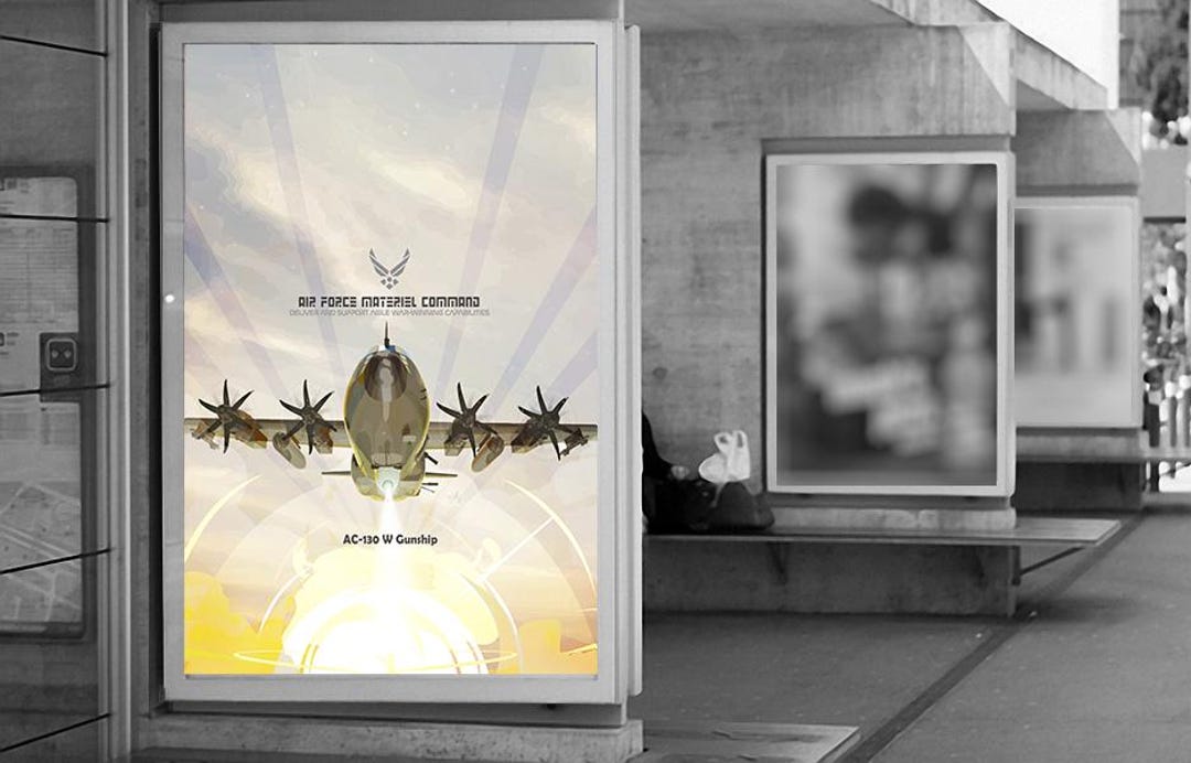 Reproduction Modern USAF Aircraft AC-130W Gunship Poster in Vibrant ...