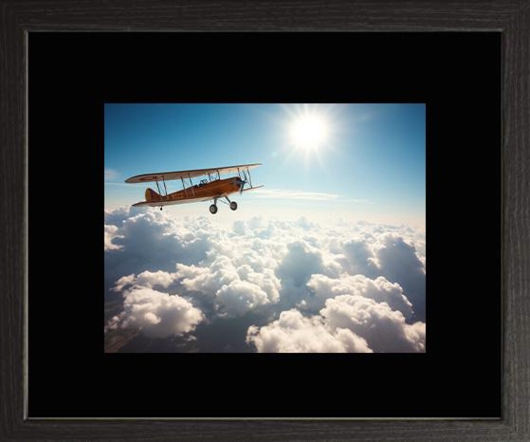 Fantasy 1920-30s Bi-plane Flying Flying High Above Clouds Limited ...