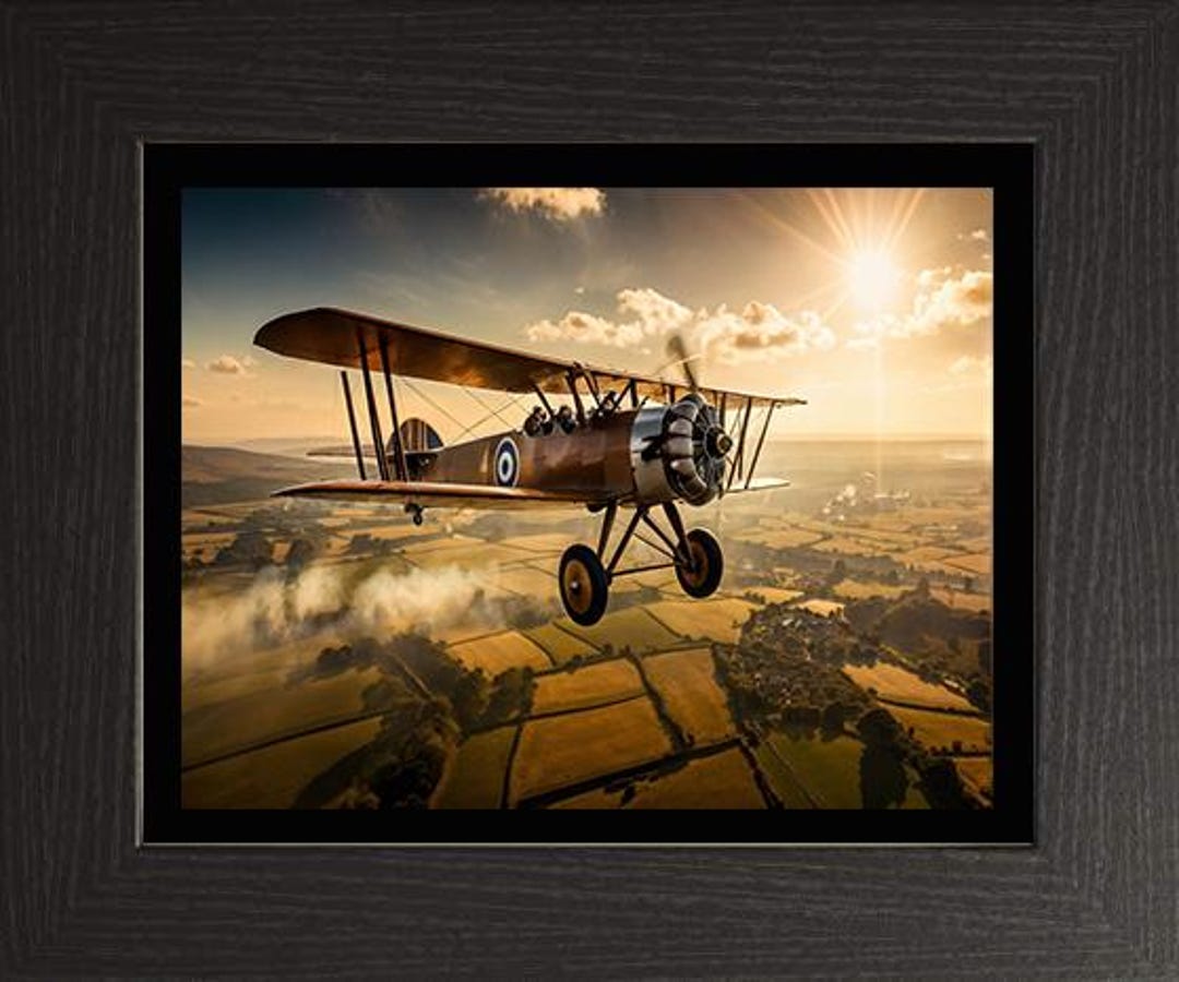 Fantasy WW1 Fighter Biplane Aircraft on Patrol at Sunset Limited ...