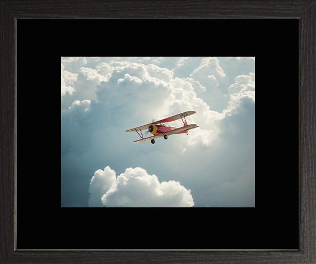 Fantasy 1920-30s Bi-plane Flying Flying High Above Clouds Limited ...