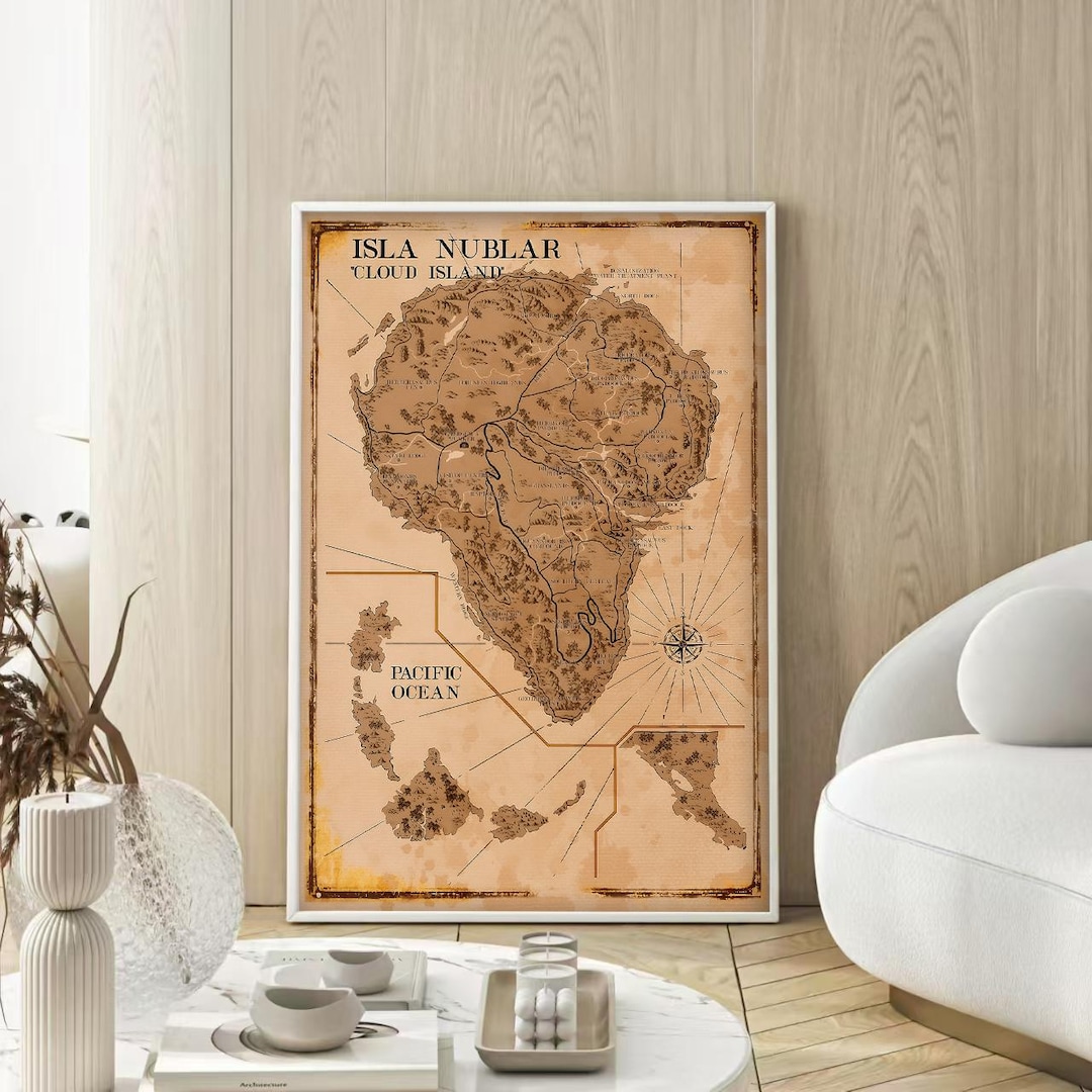 Isla Nublar Map, Jurassic Park Poster, Isla Nublar Poster / Film Fan ...