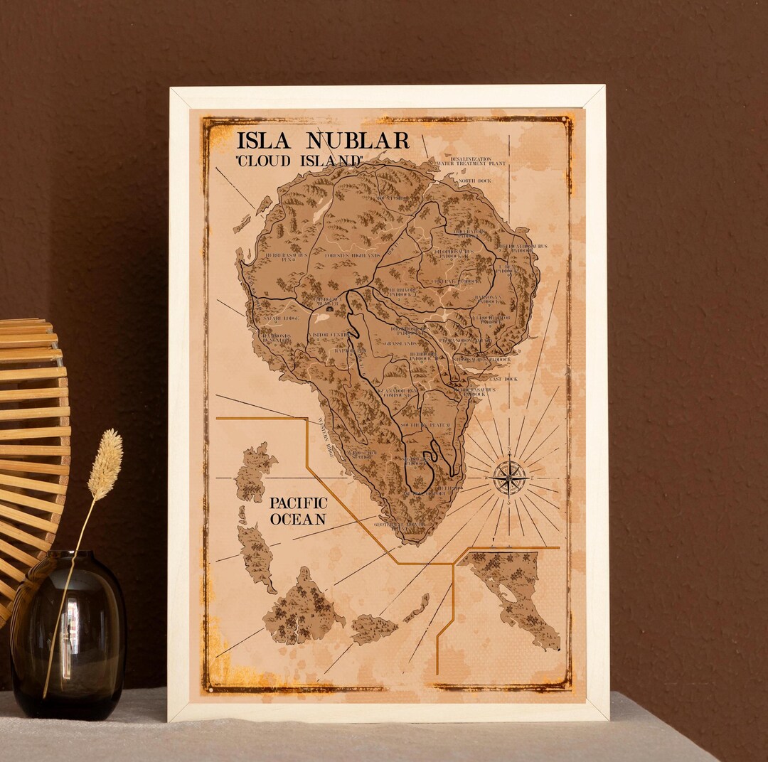 Isla Nublar Map, Jurassic Park Poster, Isla Nublar Poster / Film Fan ...