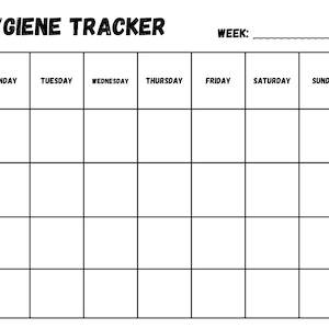 Hygiene Tracker - Customizable for Client or Student - Etsy