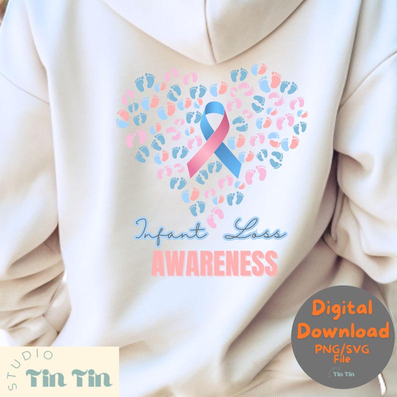 Infant Loss Awareness Svg Png, Ribbon Pink & Blue Svg, Awareness Ribbon ...