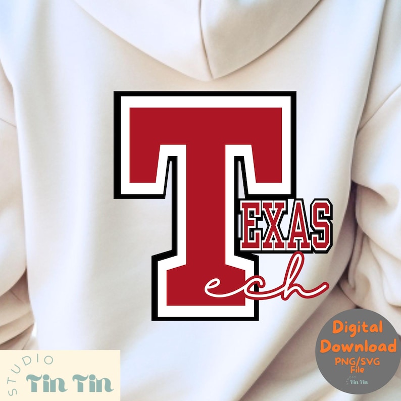 Texas Tech Svg Png, Preppy Texas Tech Png, Tx, Black and Red Football ...
