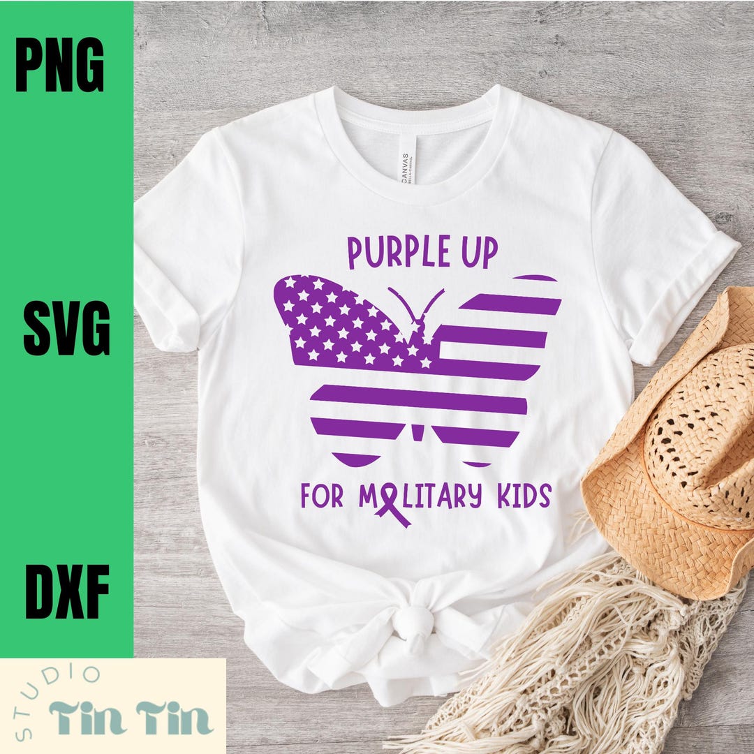 Military Child Month Svg Png Dxf, Purple up for Military Kids Svg ...