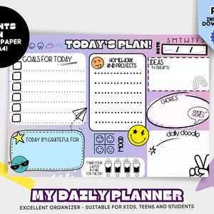 Printable Daily Planner for Kids – Student Organizer, Chores (A4 ...