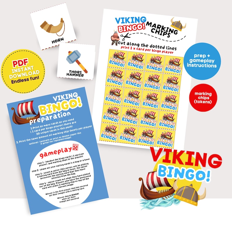 Viking Bingo Cards Printable, Viking Party Bingo Game for Adults and ...