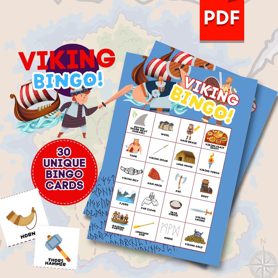 Viking Bingo Cards Printable, Viking Party Bingo Game for Adults and ...