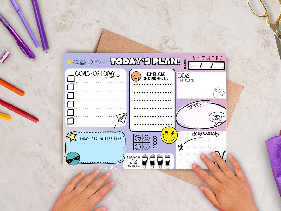 Printable Daily Planner for Kids- School Student Organizer, Kids to Do ...
