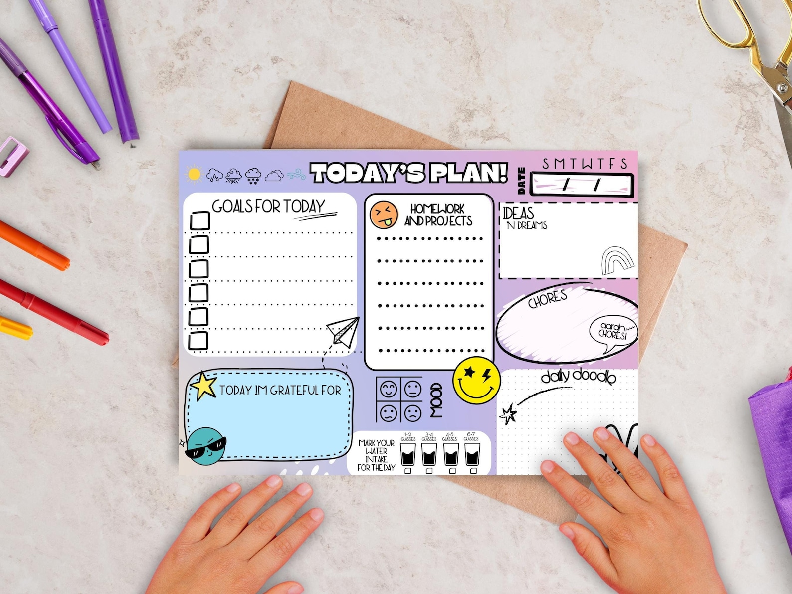 Printable Daily Planner for Kids – Student Organizer, Chores (A4 ...