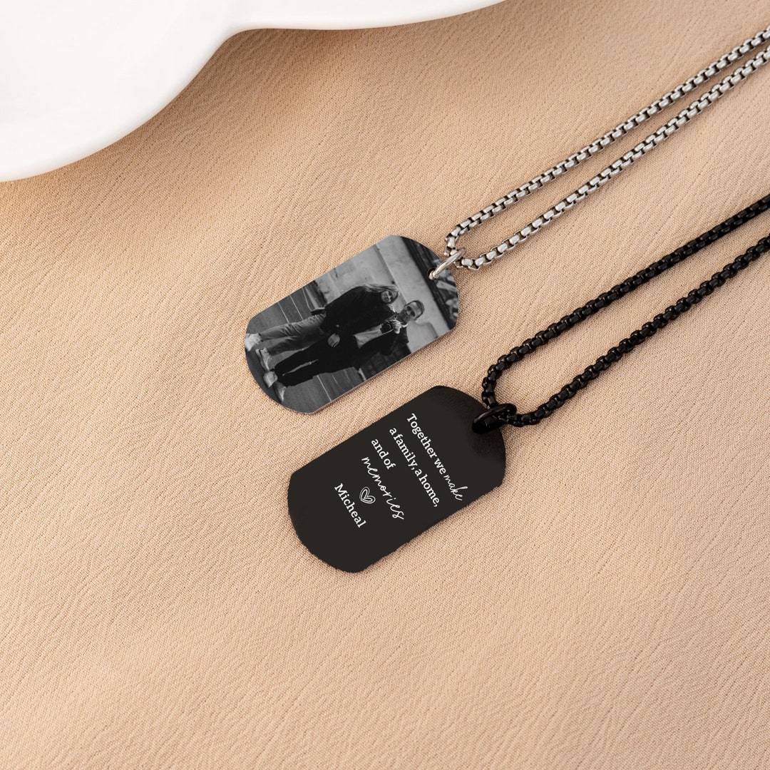 Personalised Dog Tags for Men, Photo Dog Tags Necklace, Personalized ID ...