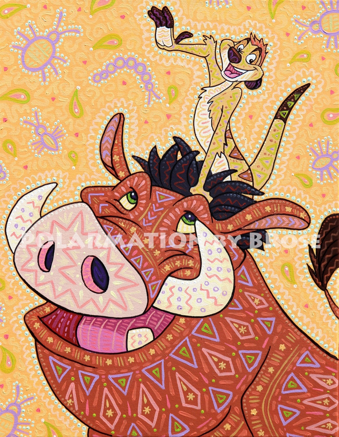 Timon and Pumbaa, From the Lion King, Original Acrylic Painting, 14x18 ...