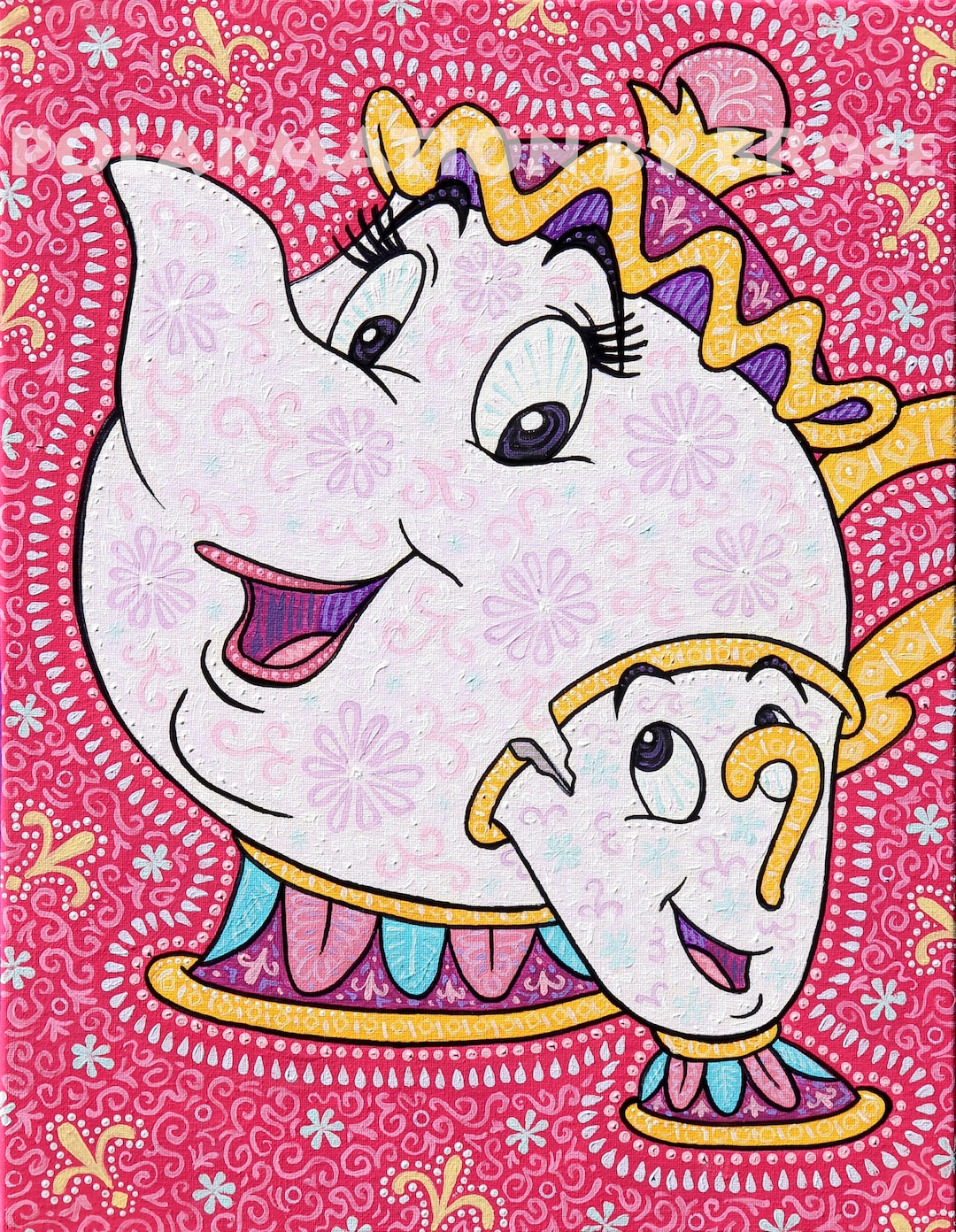PRINT of Mrs Potts and Chip From Beauty and the Beast, Disney Art, Fan ...