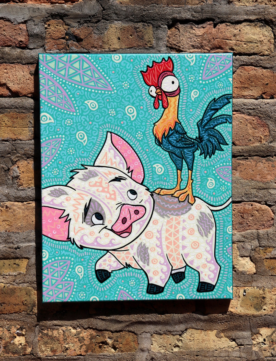 Hei Hei and Pua From Moana and Moana 2, Original Acrylic Painting ...