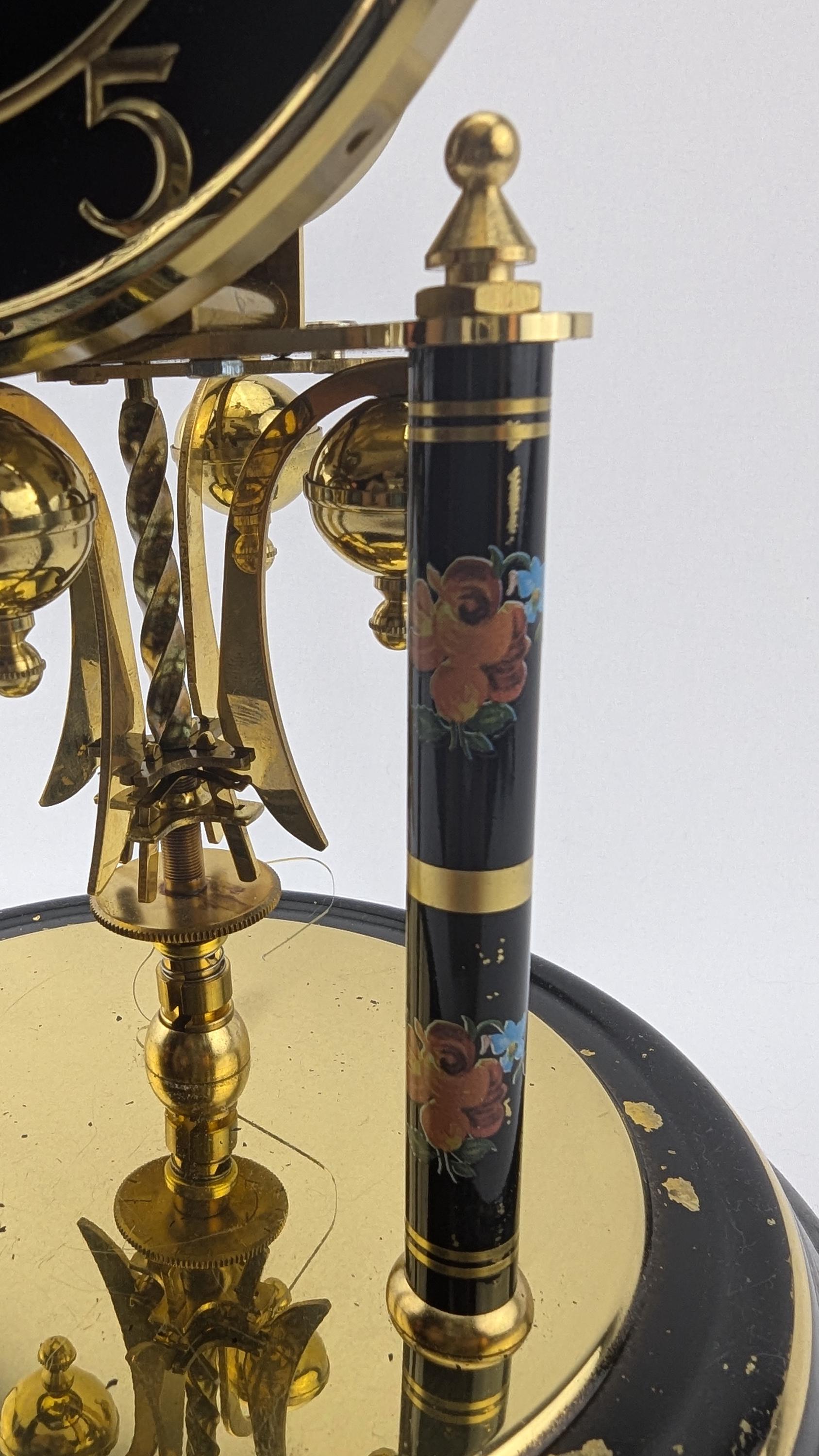 Vintage KUNDO Anniversary Dome Clock, Black Forest Floral Decor (parts ...
