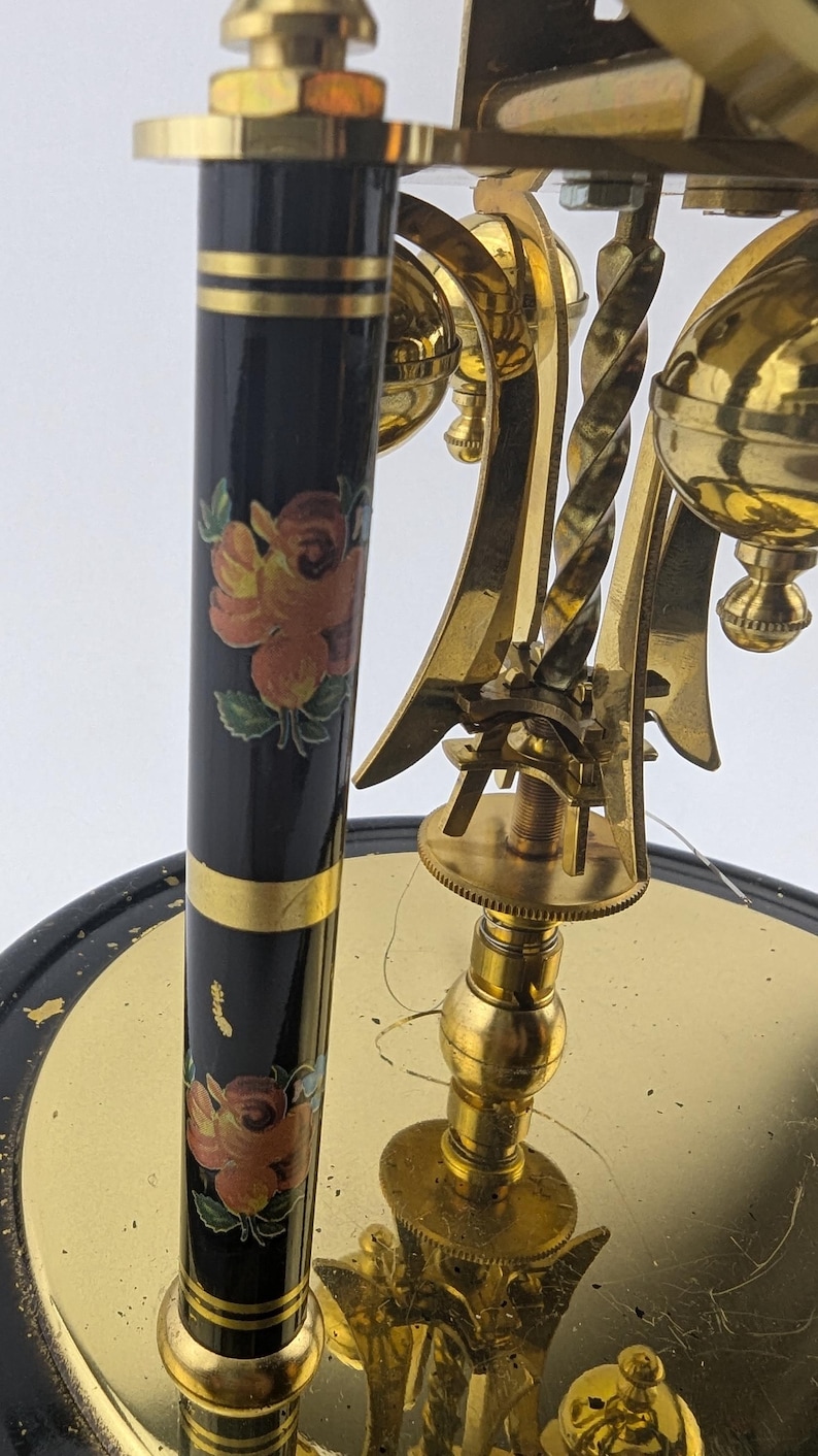 RARE Vintage KUNDO Black Forest Floral Dome Clock Germany Mid Century ...