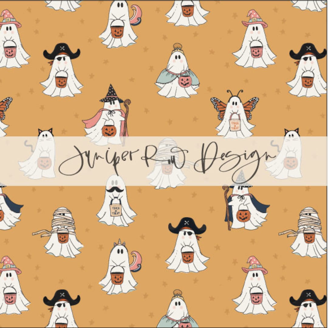 Costume Ghosts Seamless File, Halloween Surface Pattern, Seamless Ghost ...