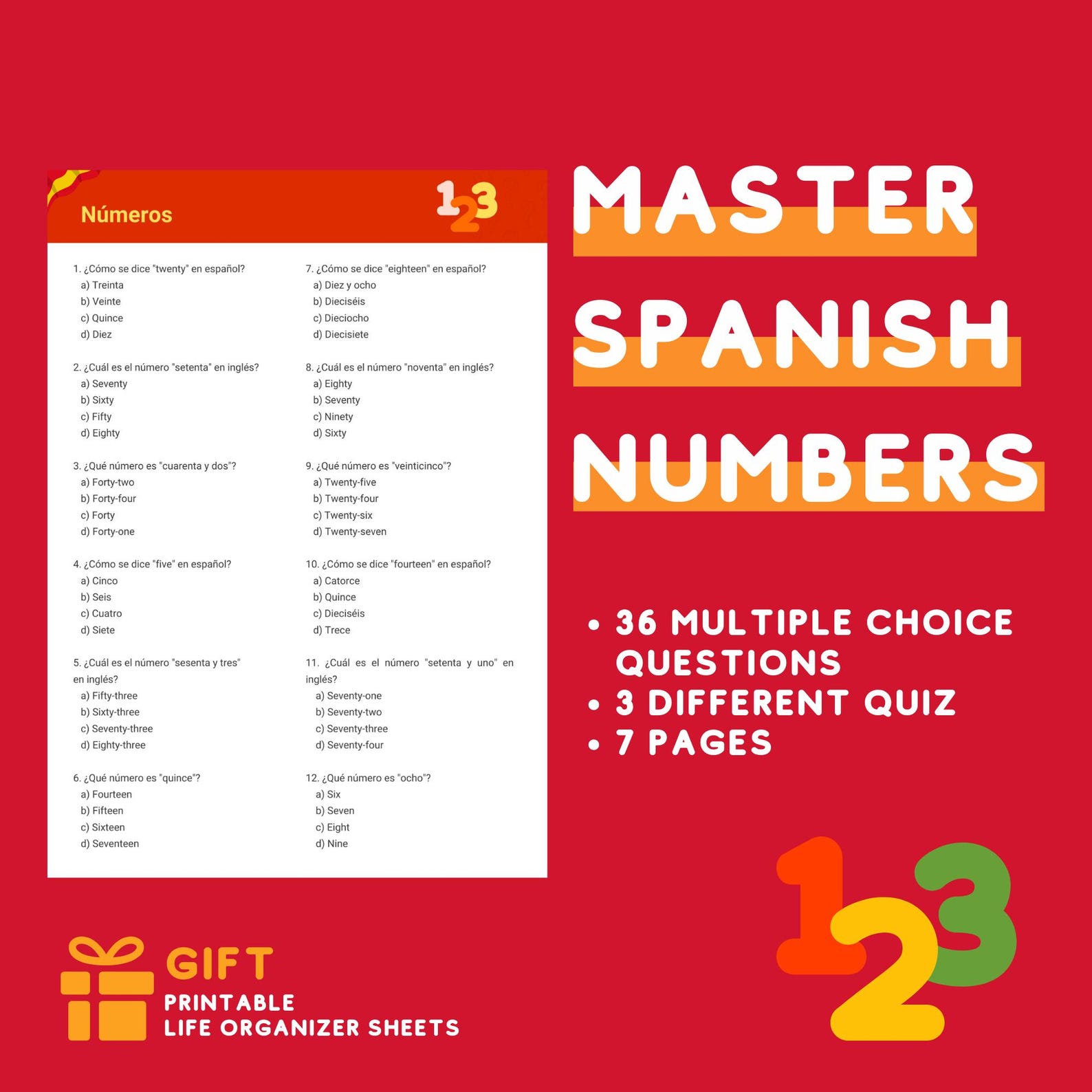 Master Spanish Numbers With Ease! Learning Spanish Numbers Quiz - Etsy
