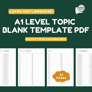 Learn ANY LANGUAGE- A1 Level Topic Blank Template PDF – Boost Language ...
