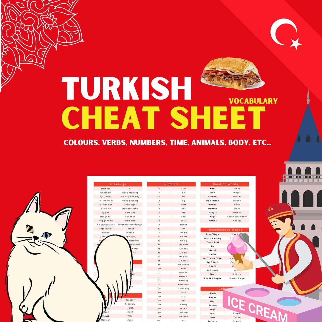 Turkish Language Cheatsheet- Guide for Beginners LEARN TURKISH FAST - Etsy