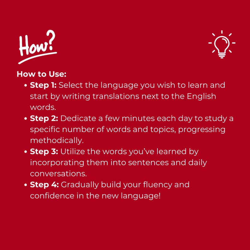 Learn ANY Language - DIY A1 Level Visual Topic Language Template PDF ...