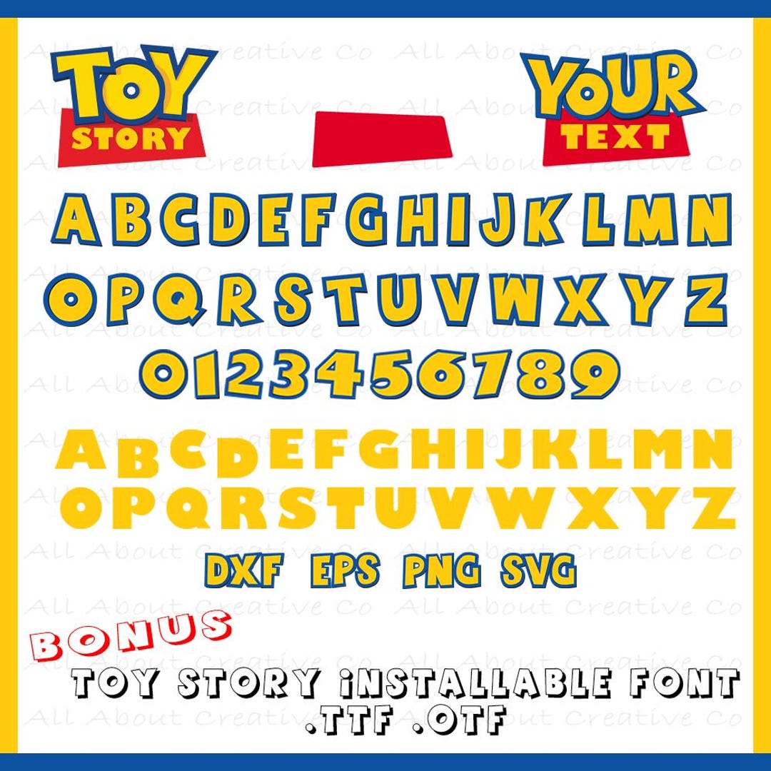 Toy Story FONT TTF Oft Dxf Eps Png SVG, Toy Story Alphabet Svg, Toy ...