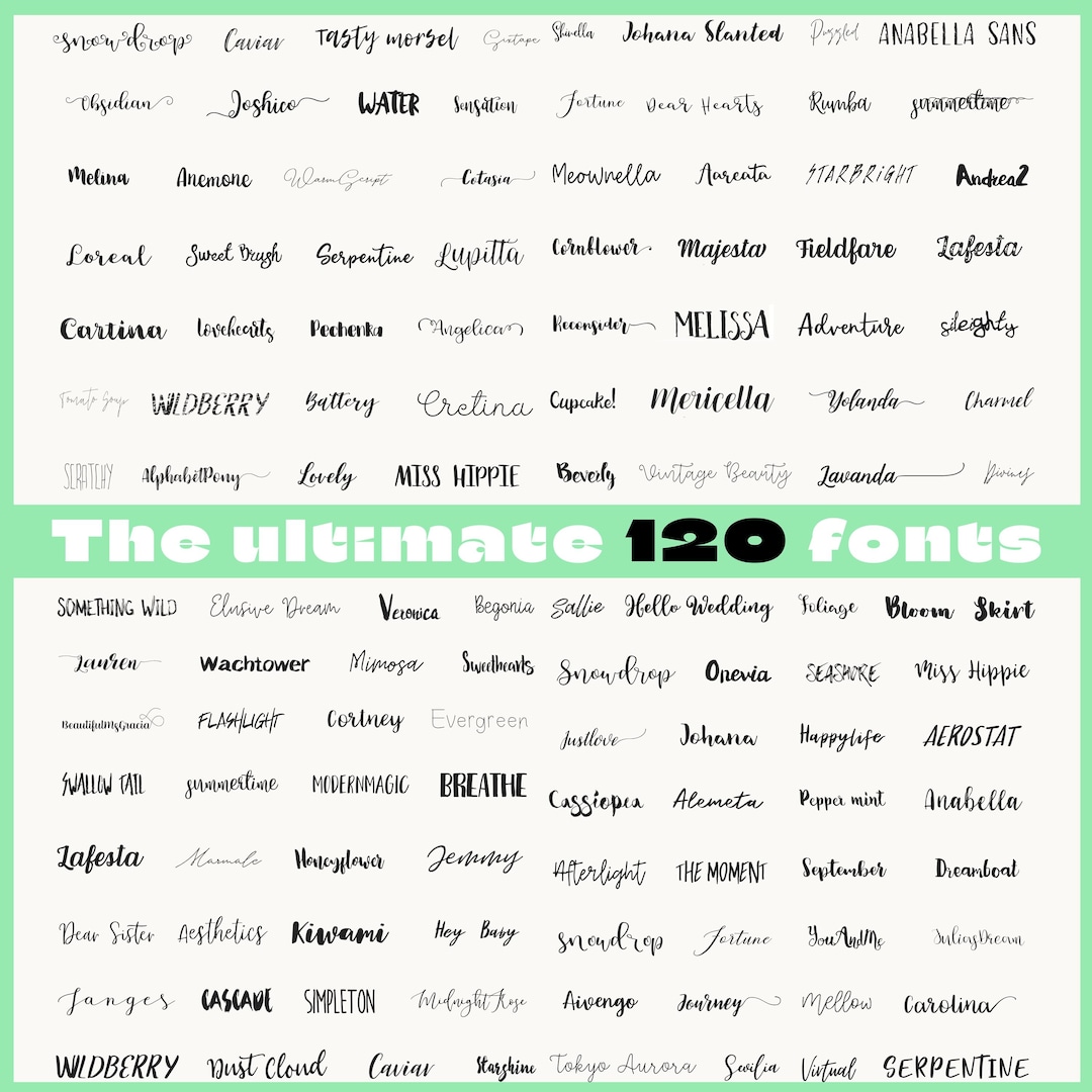 Ultimate 120 Font Bundle - Font Bundle, Handwritten Fonts, Calligraphy ...