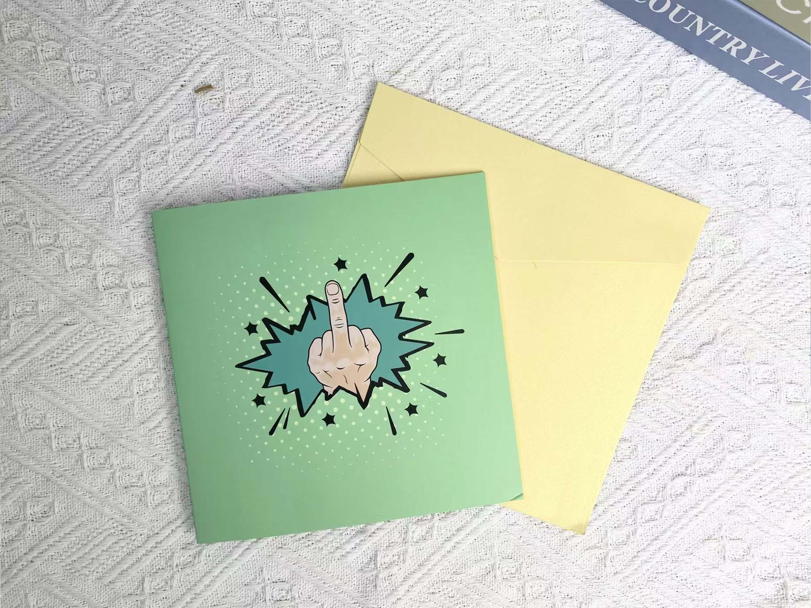 Funny Pop-up Middle Finger Greeting Card, Personalized 3D Middle Finger ...