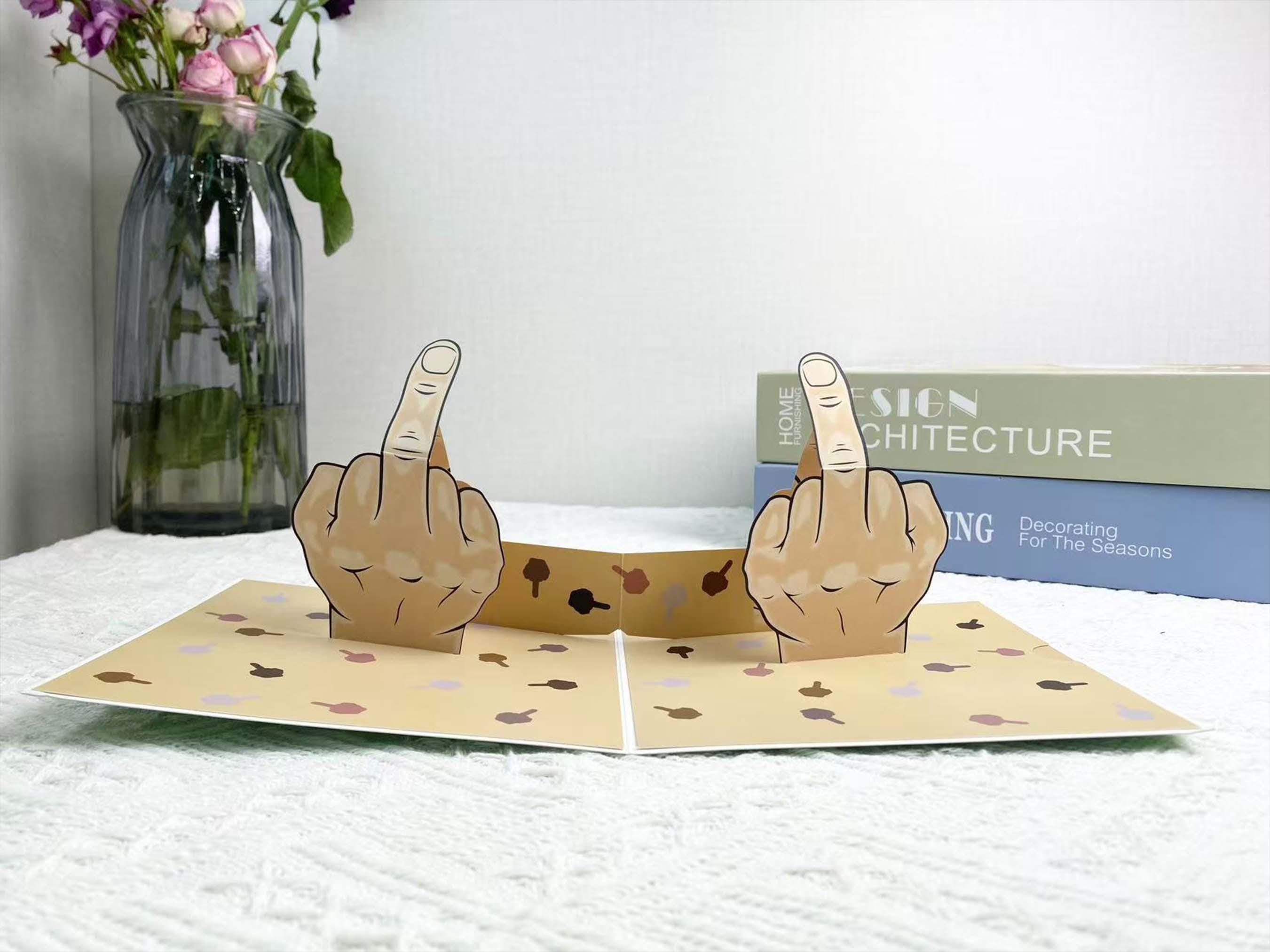 Funny Pop-up Middle Finger Greeting Card, Personalized 3D Middle Finger ...