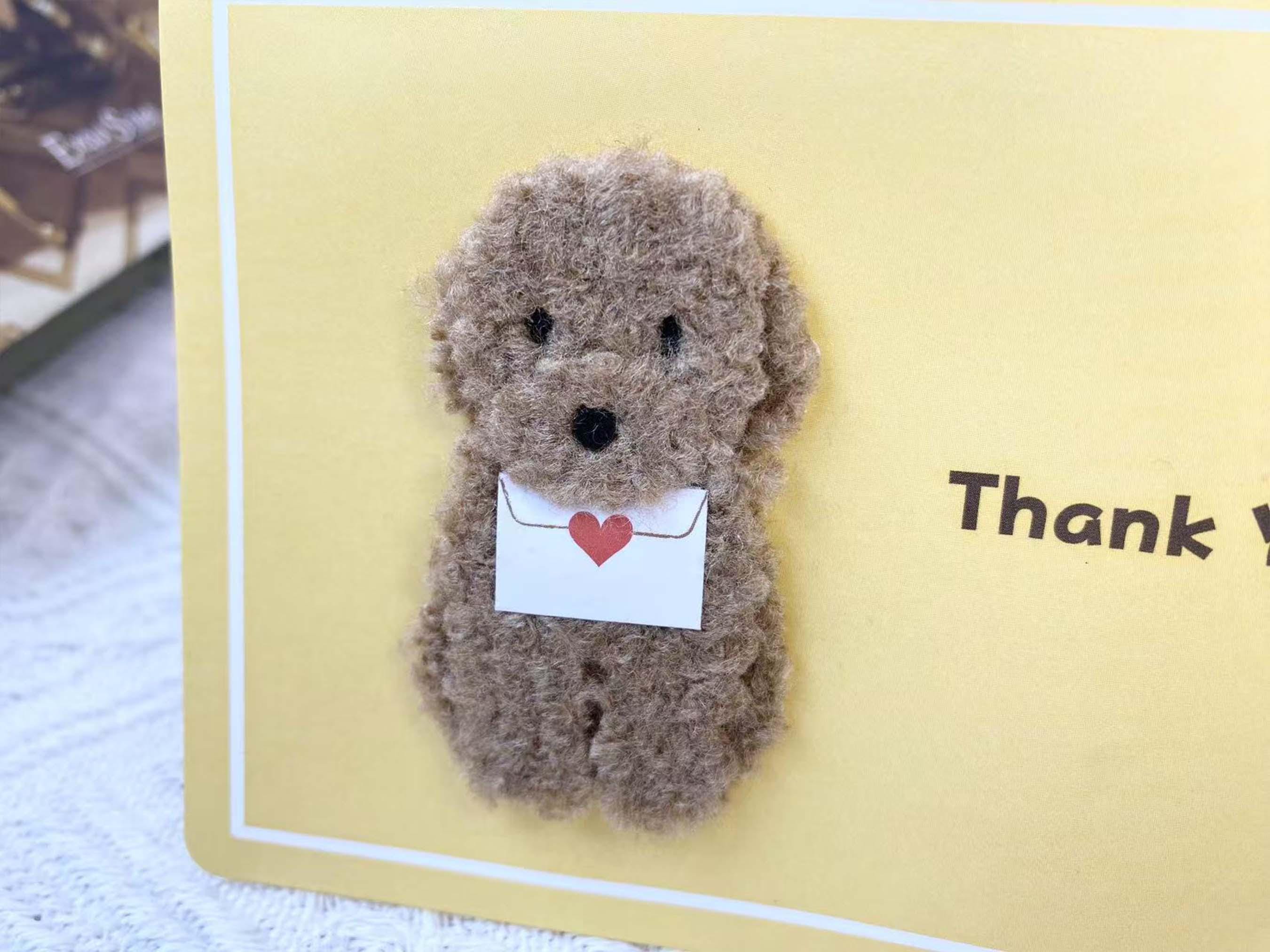 Mini 3D Puppy Greeting Card, Adorable Handmade Plush Puppy Greeting ...