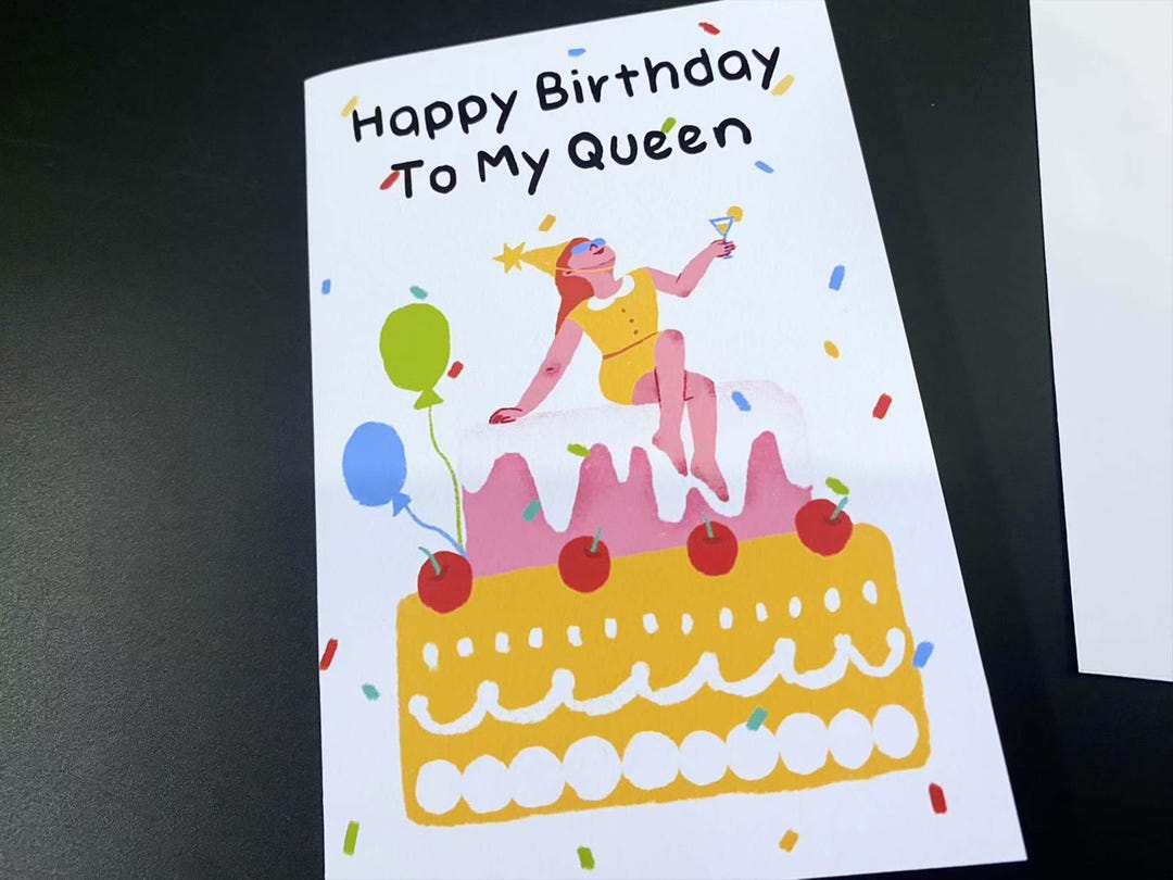 Happy Birthday to My Queen Greeting Card, Adorable Handmade Birthday ...