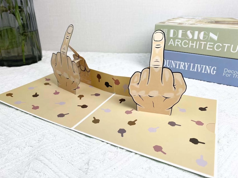 Funny Pop-up Middle Finger Greeting Card, Personalized 3D Middle Finger ...